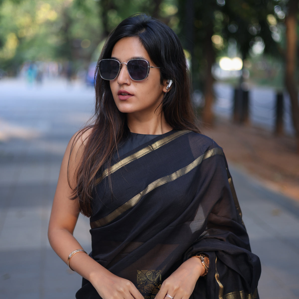 Black Pure Maheshwari Silk cotton – Studio Thari